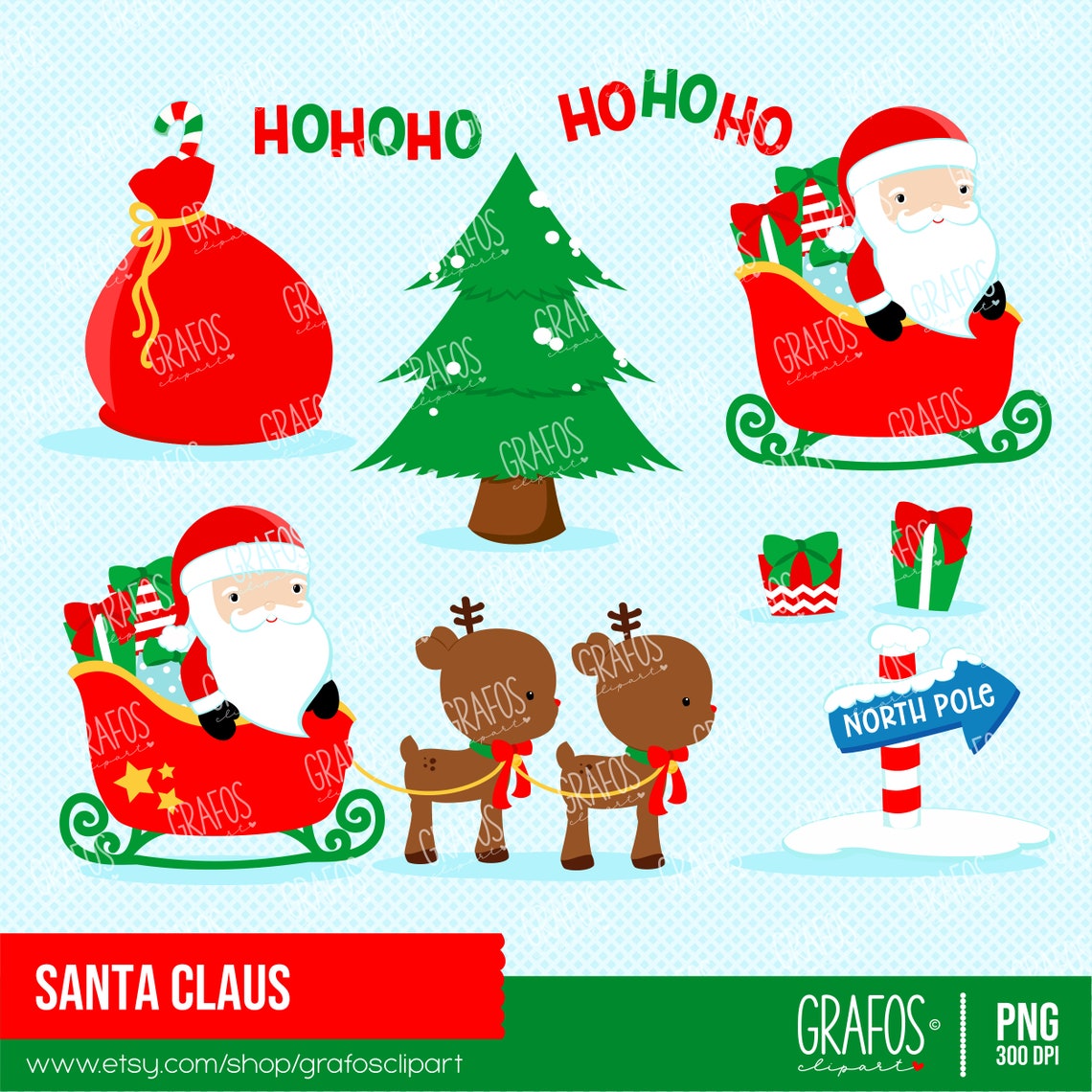 SANTA CLAUS Digital Clipart Set Merry Christmas Clipart - Etsy