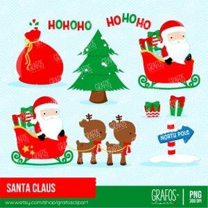 SANTA CLAUS - Digital Clipart Set, Merry Christmas Clipart, Holidays ...