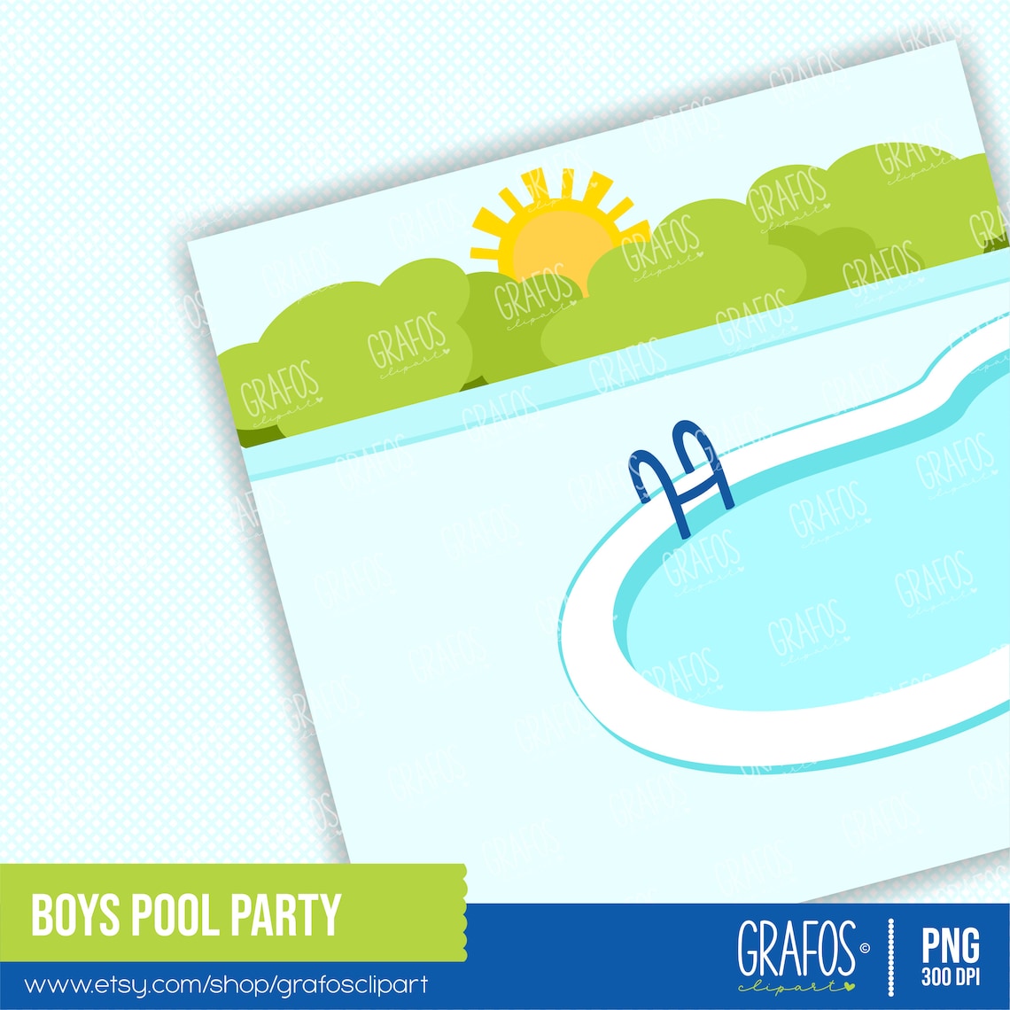 BOYS POOL PARTY Digital Clipart Set Pool Clipart Summer - Etsy