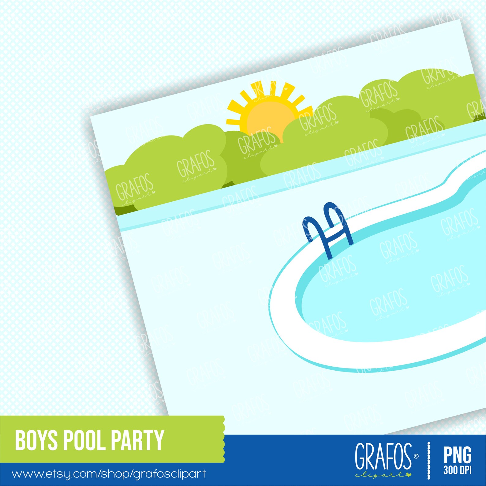 BOYS POOL PARTY Digital Clipart Set Pool Clipart Summer - Etsy