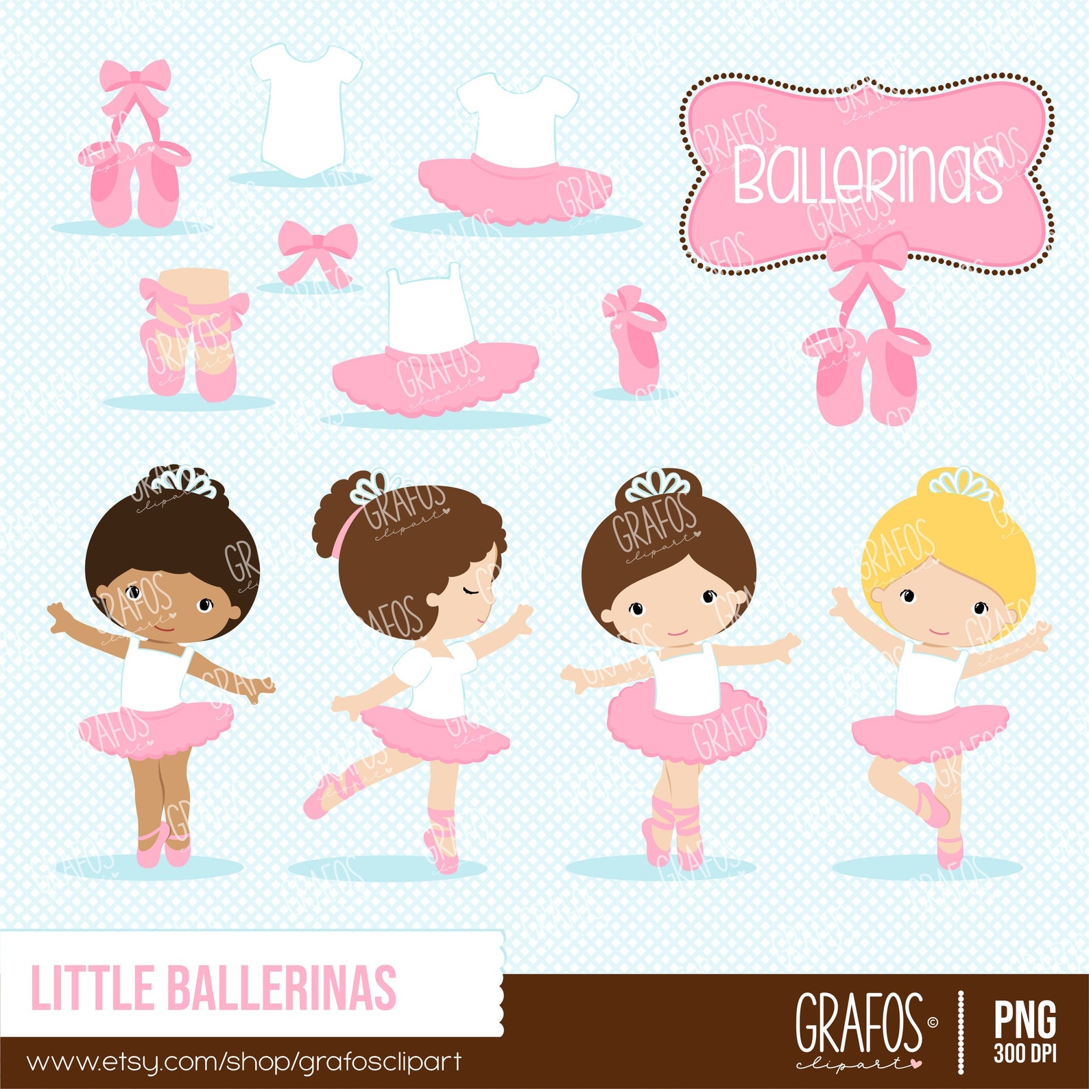 LITTLE BALLERINAS Digital Clipart Set Ballerina Clipart - Etsy