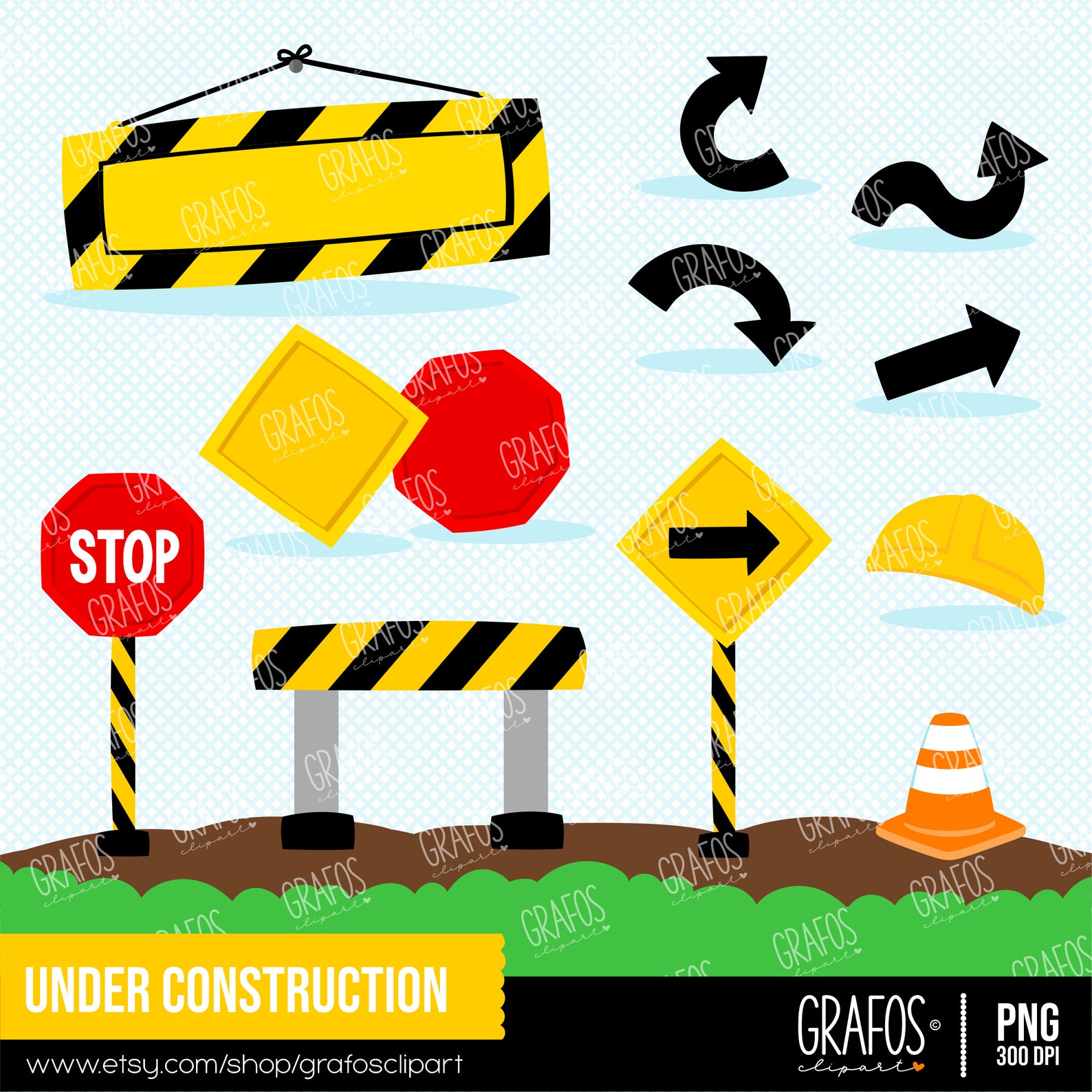 UNDER CONSTRUCTION Digital Clipart Set Construction - Etsy