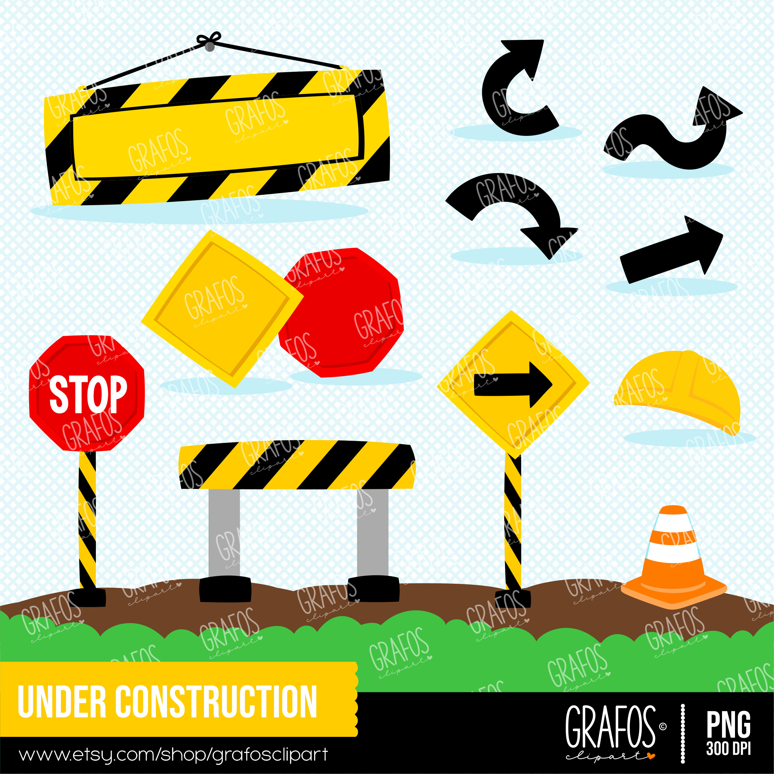 UNDER CONSTRUCTION Digital Clipart Set Construction - Etsy