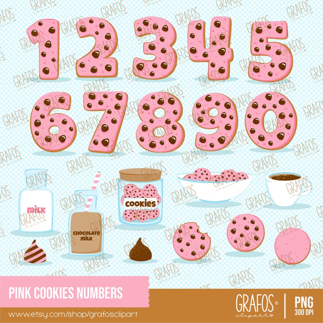 PINK COOKIES NUMBERS - Digital Clipart Set, Cookies Clipart, Numbers ...