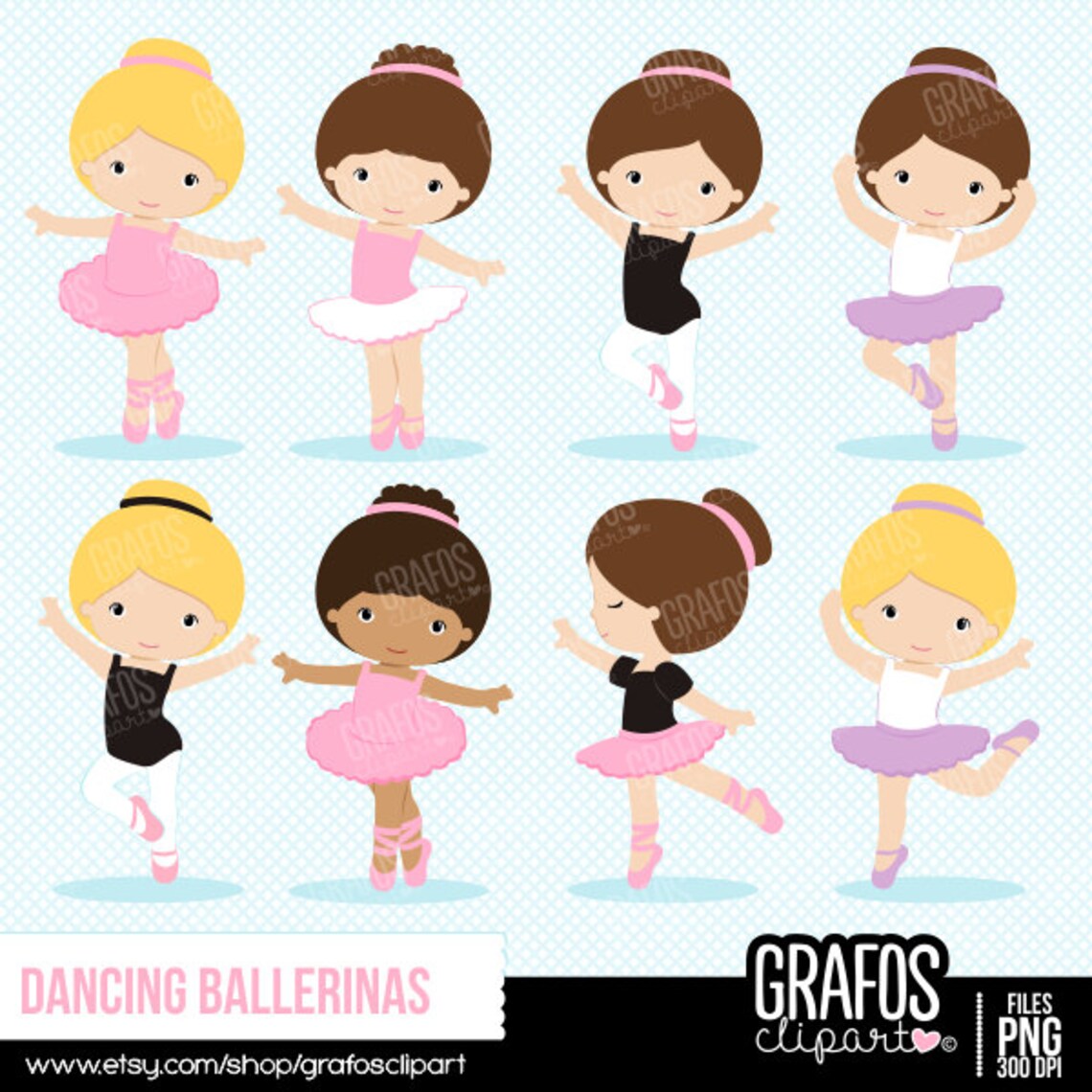 DANCING BALLERINA Digital Clipart Set Ballerina Clipart | Etsy