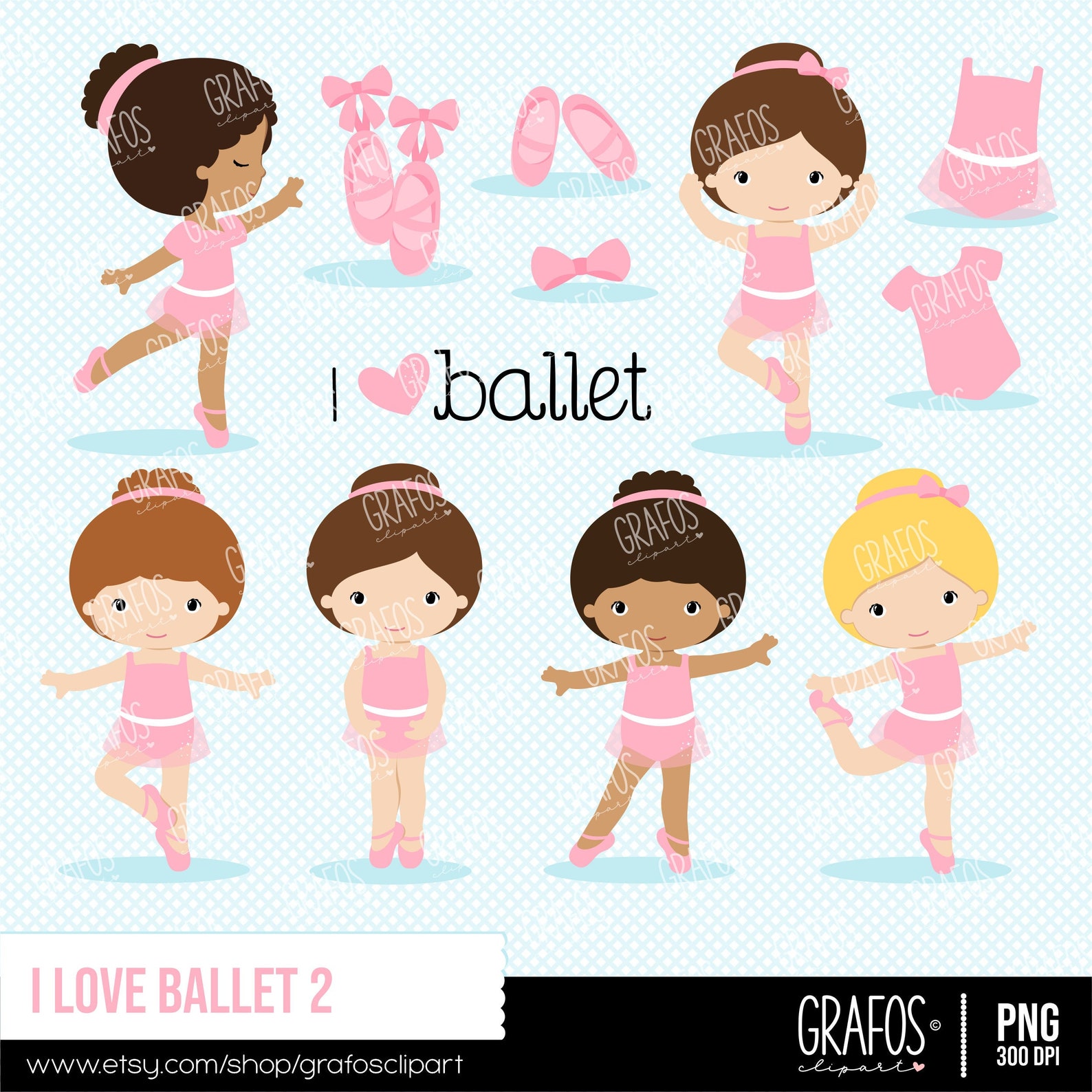 I LOVE BALLET 2 Digital Clipart Set Ballerina Clipart - Etsy