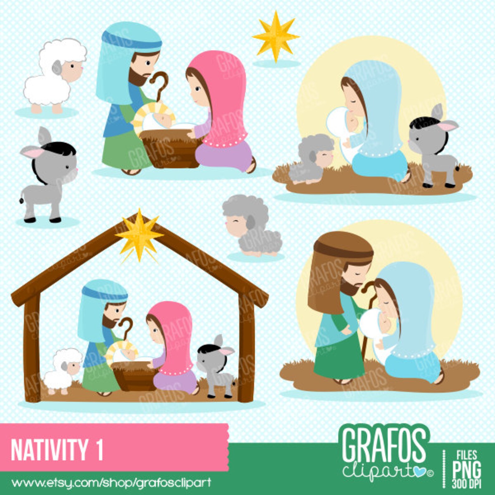 NATIVITY 1 Digital Clipart Set Navidad Clipart Nacimiento | Etsy México