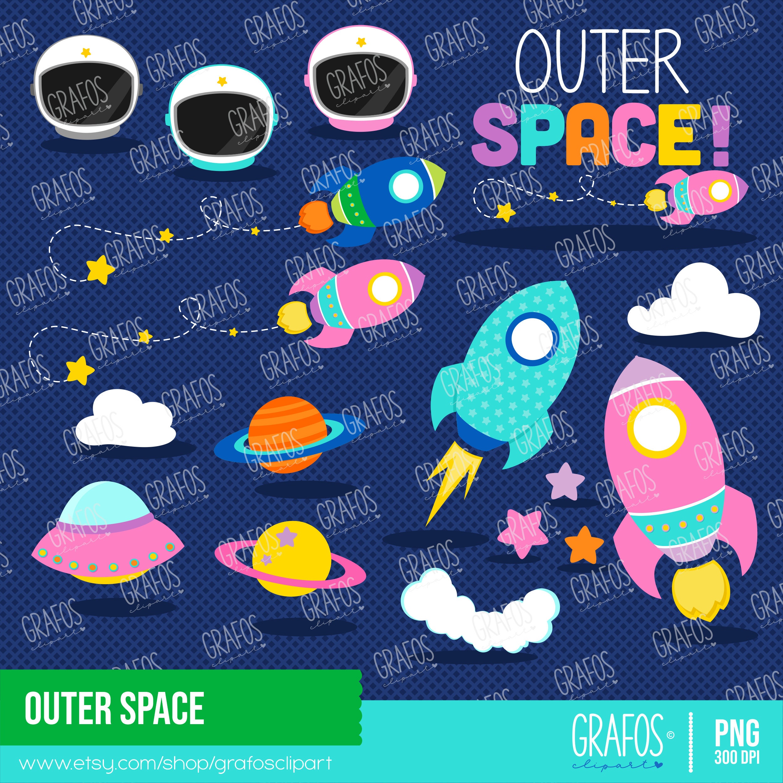 OUTER SPACE - Digital Clipart Set, Space Clipart, Astronauts Clipart ...