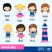 NAUTICAL GIRLS - Digital Clipart Set, Nautical Clipart , Navy Clipart ...