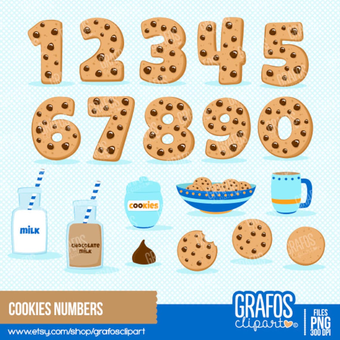 COOKIES NUMBERS Digital Clipart Set Cookies Clipart - Etsy