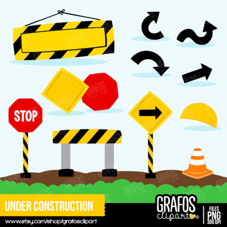 UNDER CONSTRUCTION Digital Clipart Set Construction | Etsy