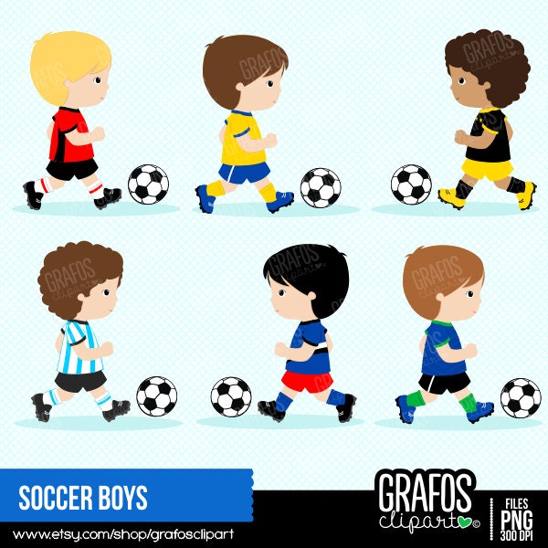 SOCCER BOYS Digital Clipart Set Soccer Clipart Play | Etsy
