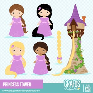 PRINCESS TOWER Digital Clipart Set Princess Clipart | Etsy