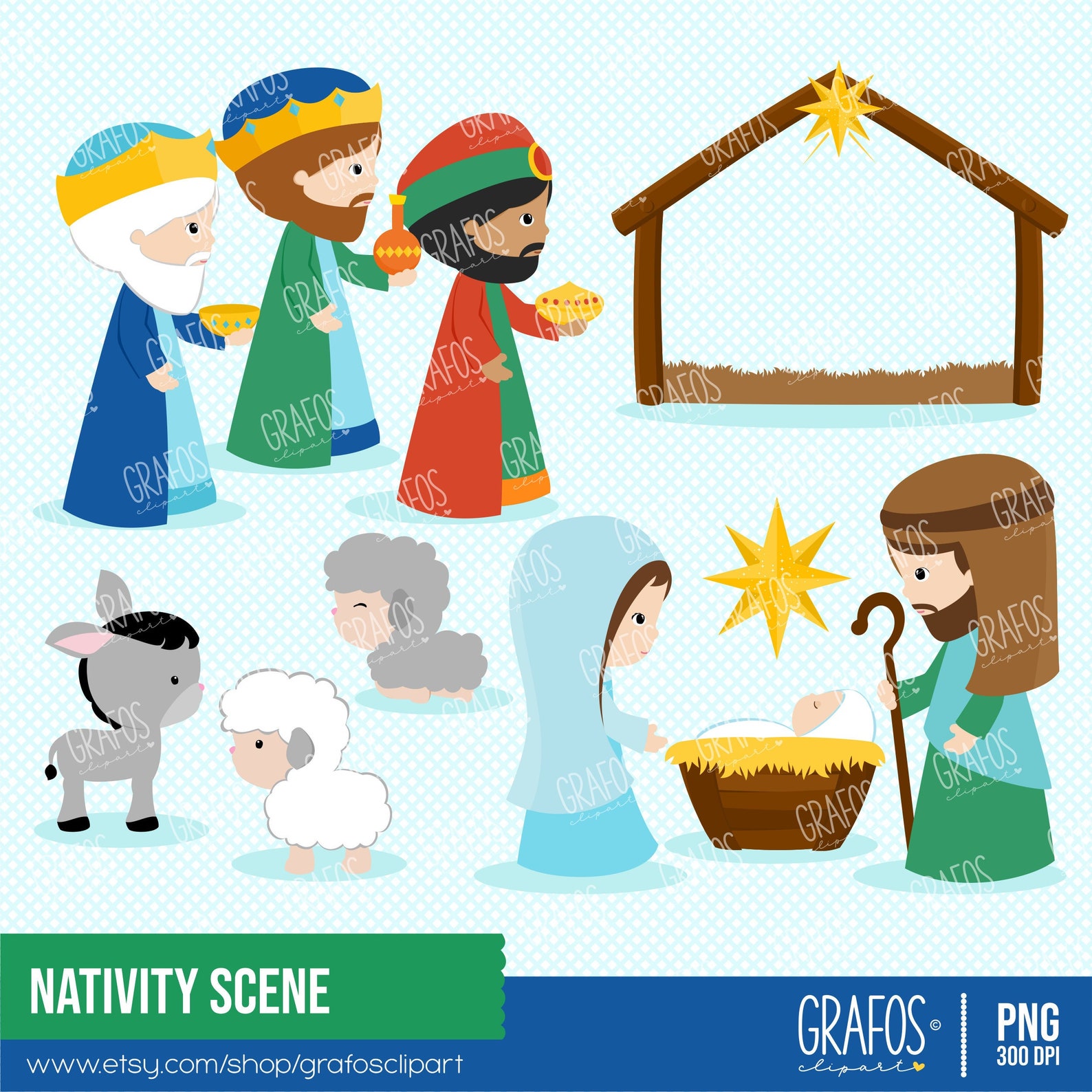 NATIVITY SCENE Digital Clipart Set Wise Men Clipart - Etsy