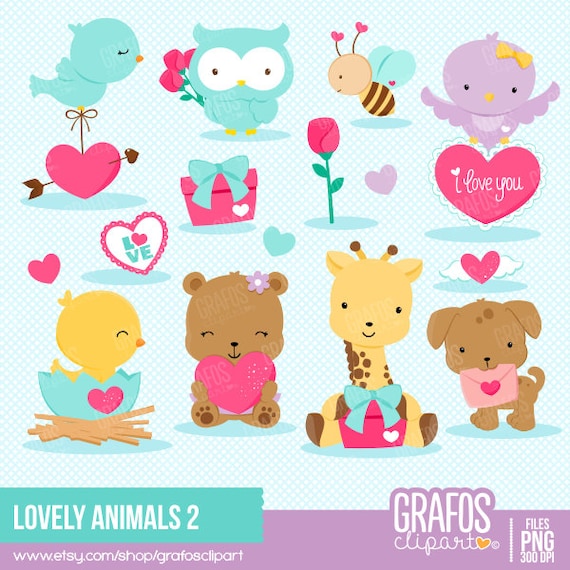 LOVELY ANIMALS 2 Digital Clipart Set Bear Clipart | Etsy