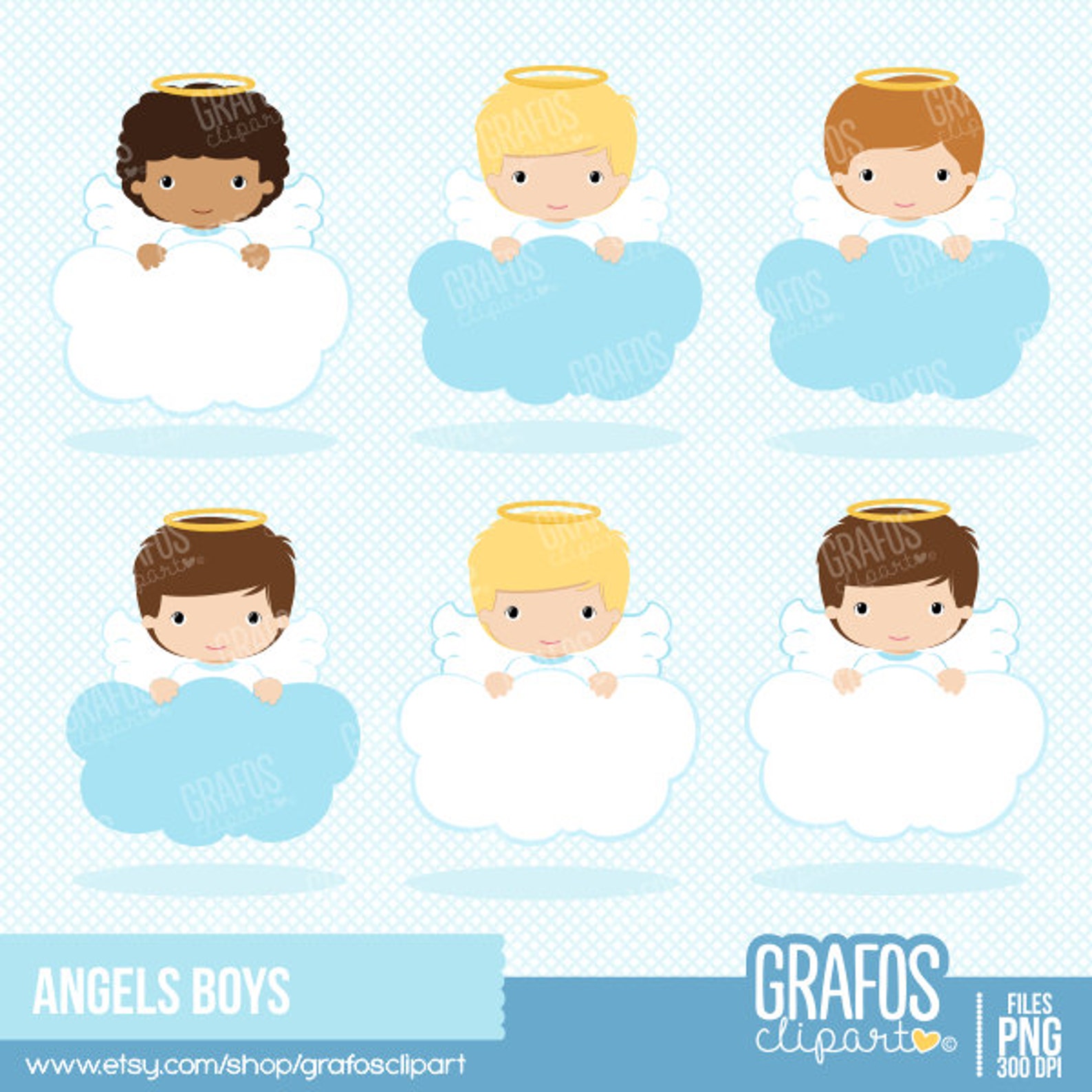 ANGELS BOYS Digital Clipart Set Angels Clipart Baptism | Etsy