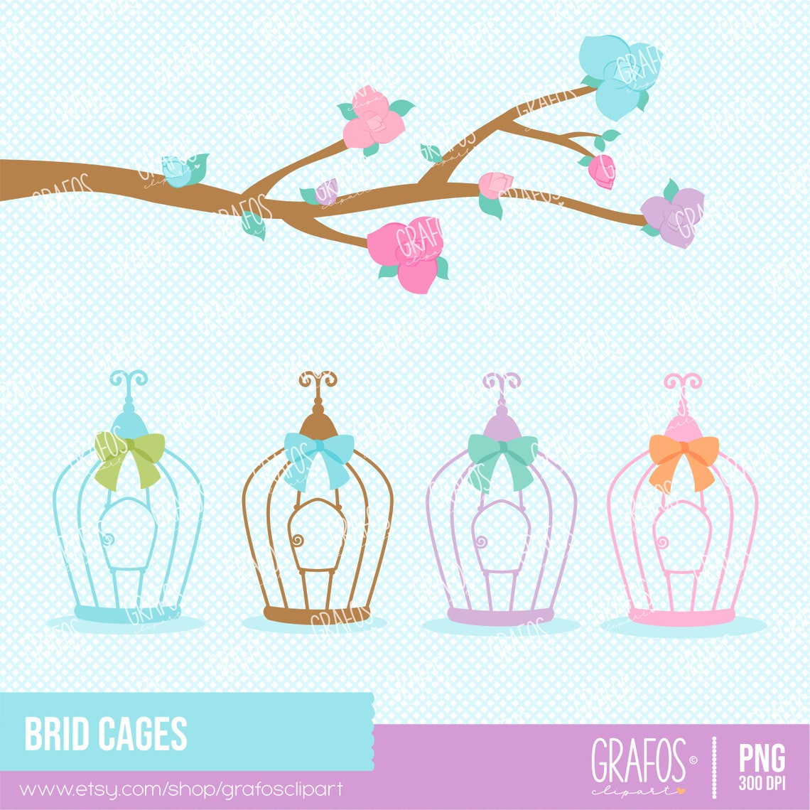 BIRD CAGES Digital Clipart Set Cages Clipart Bird Clipart. - Etsy