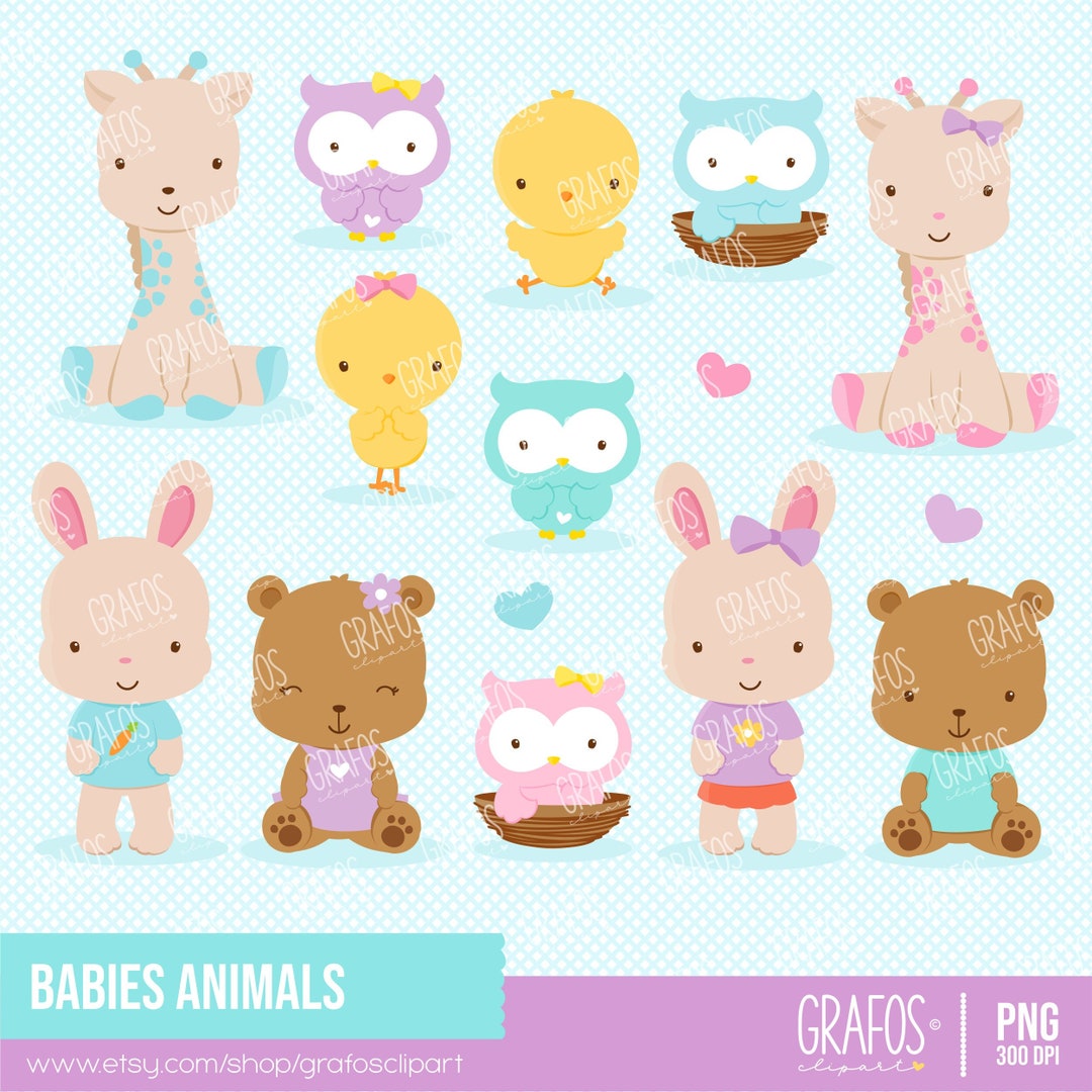 BABIES ANIMALS - Digital Clipart Set, Animals Clipart, Zoo Clipart. - Etsy