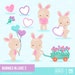 BUNNIES IN LOVE 2 - Digital Clipart Set, Bunnies Clipart, Valentine ...