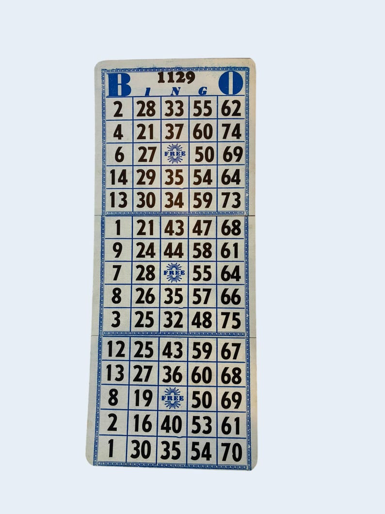 Vintage Blue Bingo Card 1960s–early 1970s Heavy Chipboard Ephemera ...
