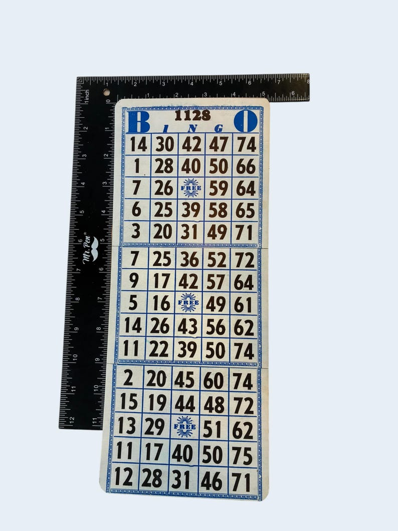 Vintage Blue Bingo Card 1960s–early 1970s Heavy Chipboard Ephemera ...