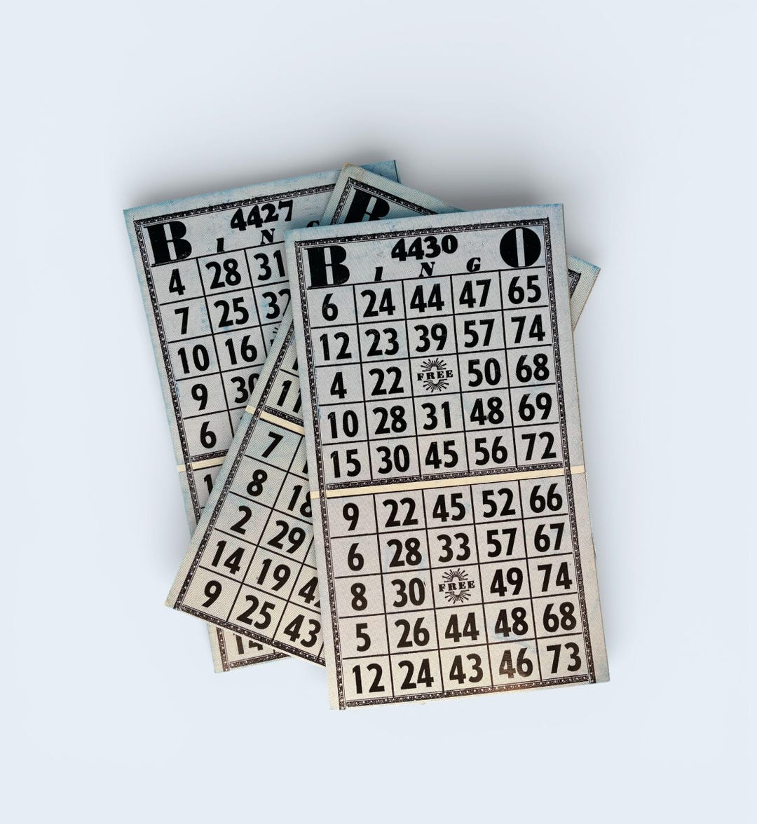 Vintage Bingo Card 1960s–early 1970s Chipboard Ephemera Original Black ...