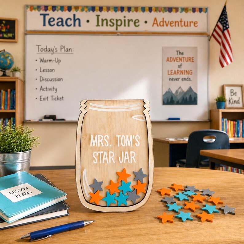 Wooden Star Reward Jar, Kids Behavior Chart, Potty Training Motivation ...
