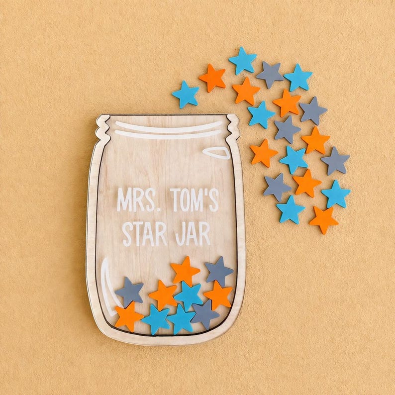 Wooden Star Reward Jar, Kids Behavior Chart, Potty Training Motivation ...