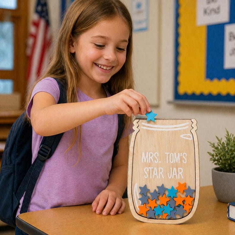 Wooden Star Reward Jar, Kids Behavior Chart, Potty Training Motivation ...