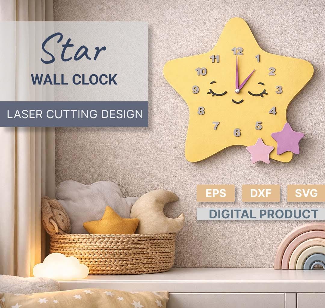 Laser Cutting Design/wall Clock/star - Etsy