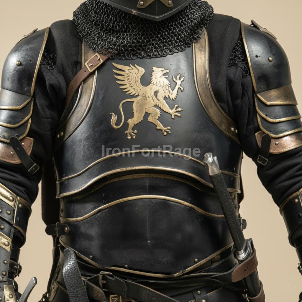 Black Elite Templar Griffin Horn Armor Suit ~ Crusader Full Body Knight ...