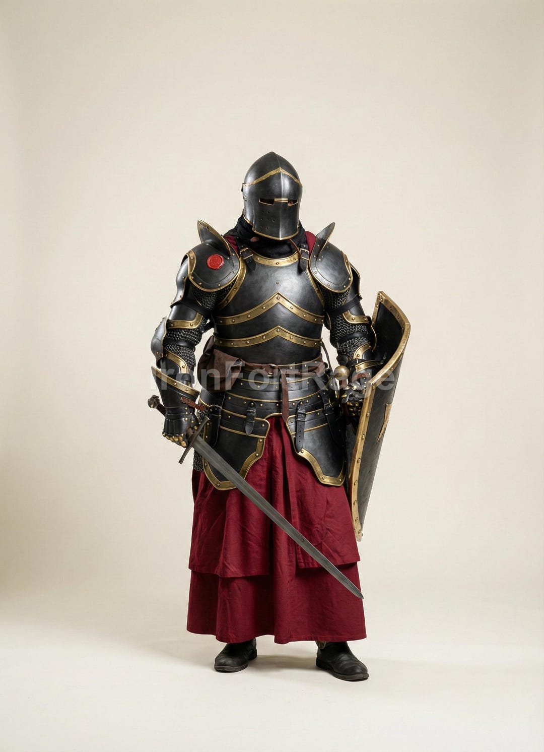 Medieval Black Barbuta Armor With Brass Accent- Knight Armor Suit ...