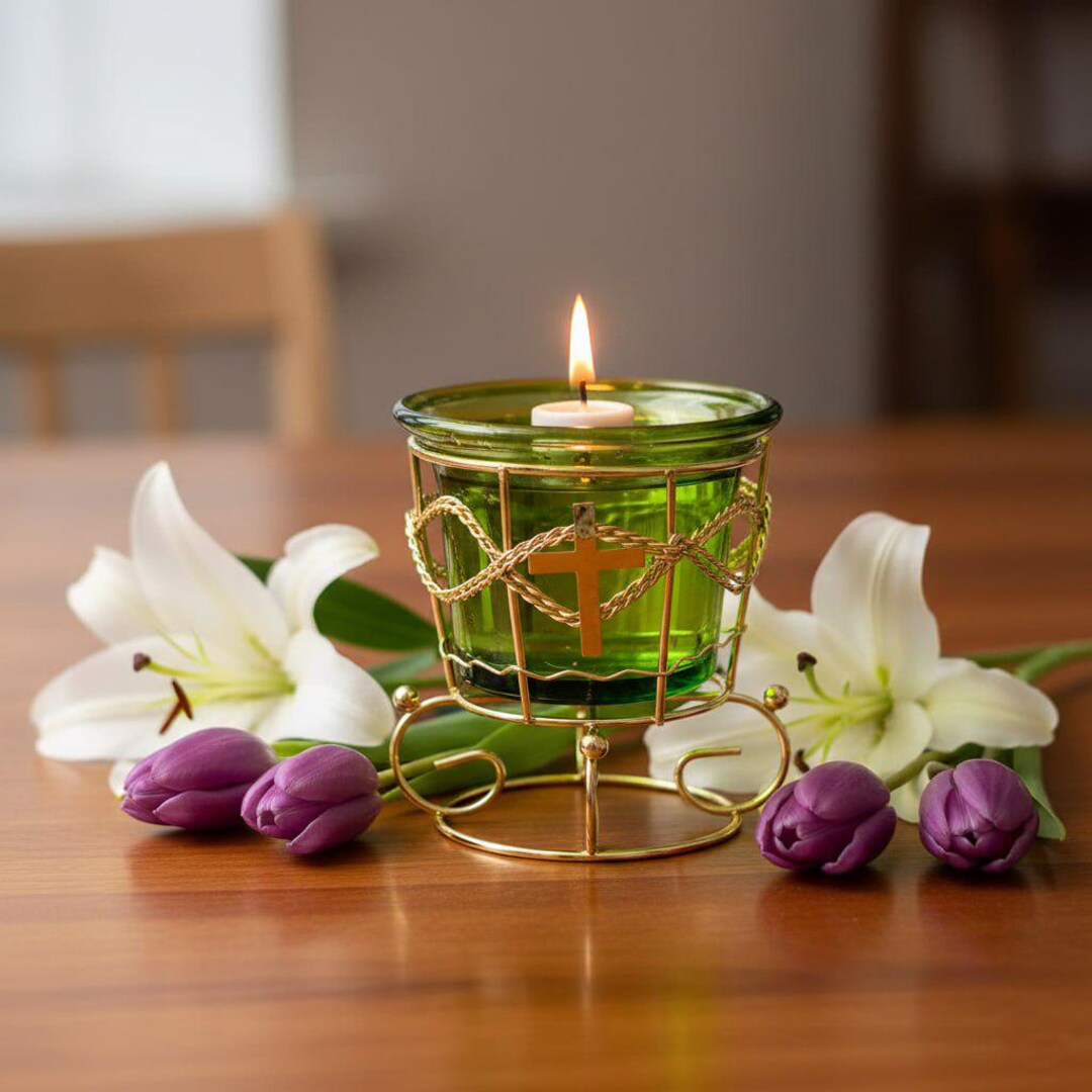 Christian Green Table Oil Lamp - Etsy