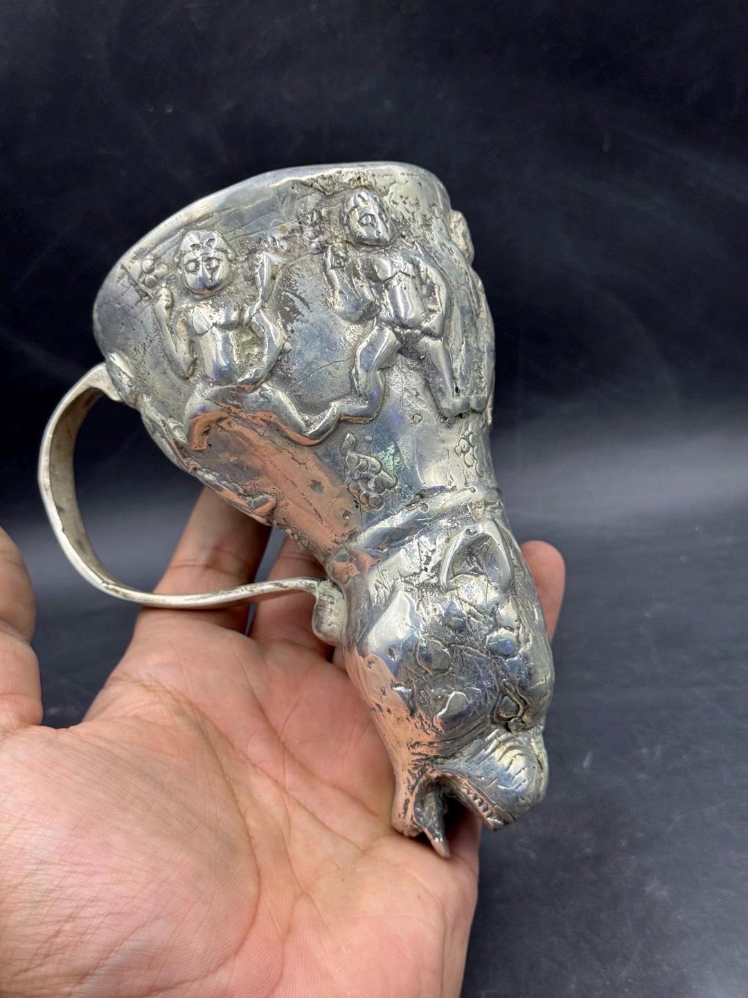 Ancient Silver Inlay Rython Drinking Vessel Unique Art - Etsy