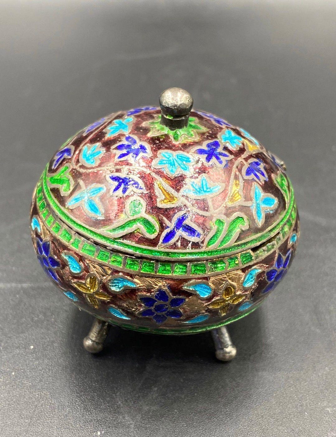 Vintage Style Sterling Silver Enamel Box: Handmade Pill Box - Etsy