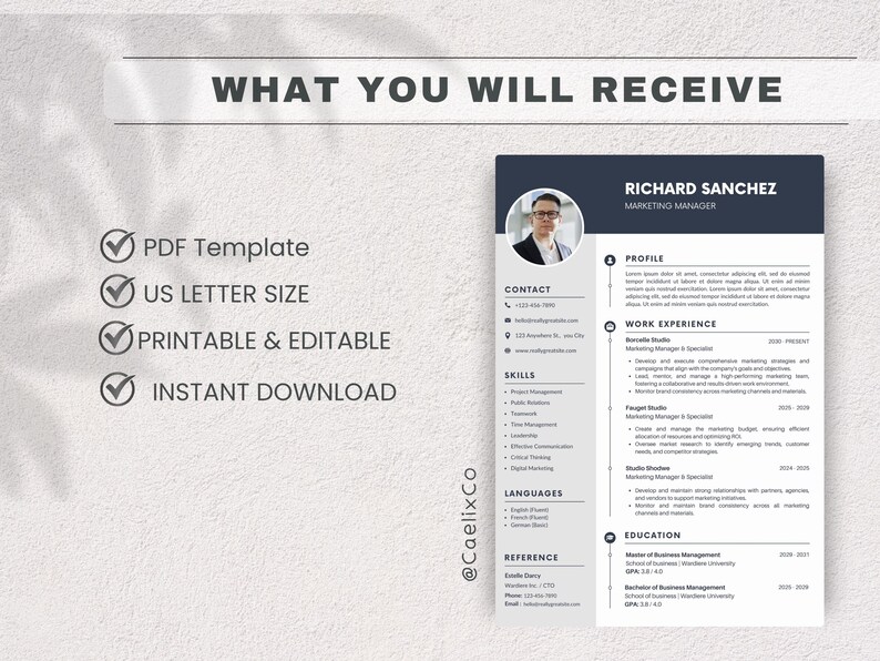 Executive Resume Template Canva | Editable Professional CV | ATS ...