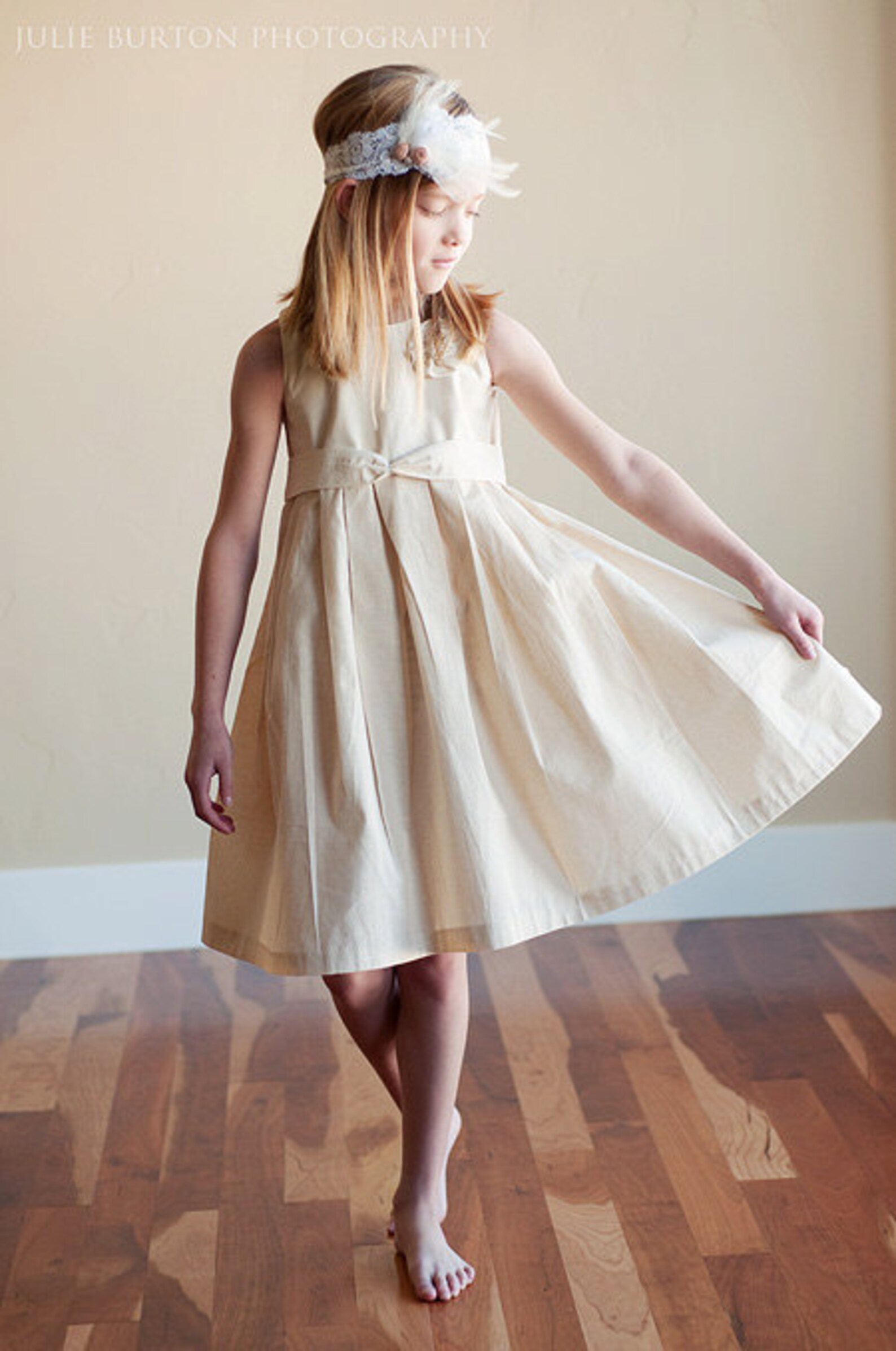 The Rosette Rustic Dress: Flower Girl Dress Cotton Satin Silk - Etsy