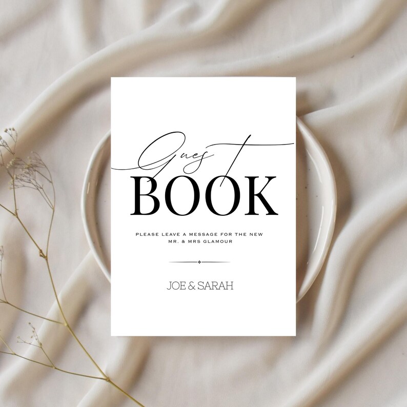 Elegant Wedding Guest Book Sign Template, Printable Guestbook Sign ...