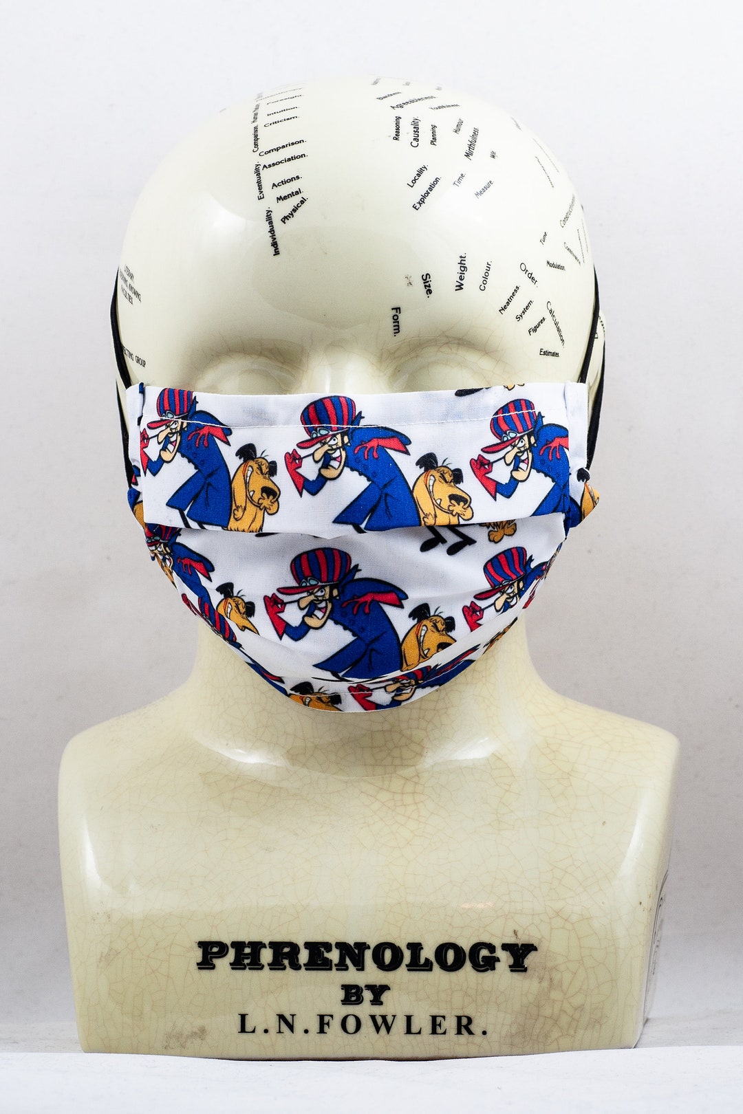 Dastardly and Muttley Pattern Fabric Two Layered, Pleated Face Covering ...