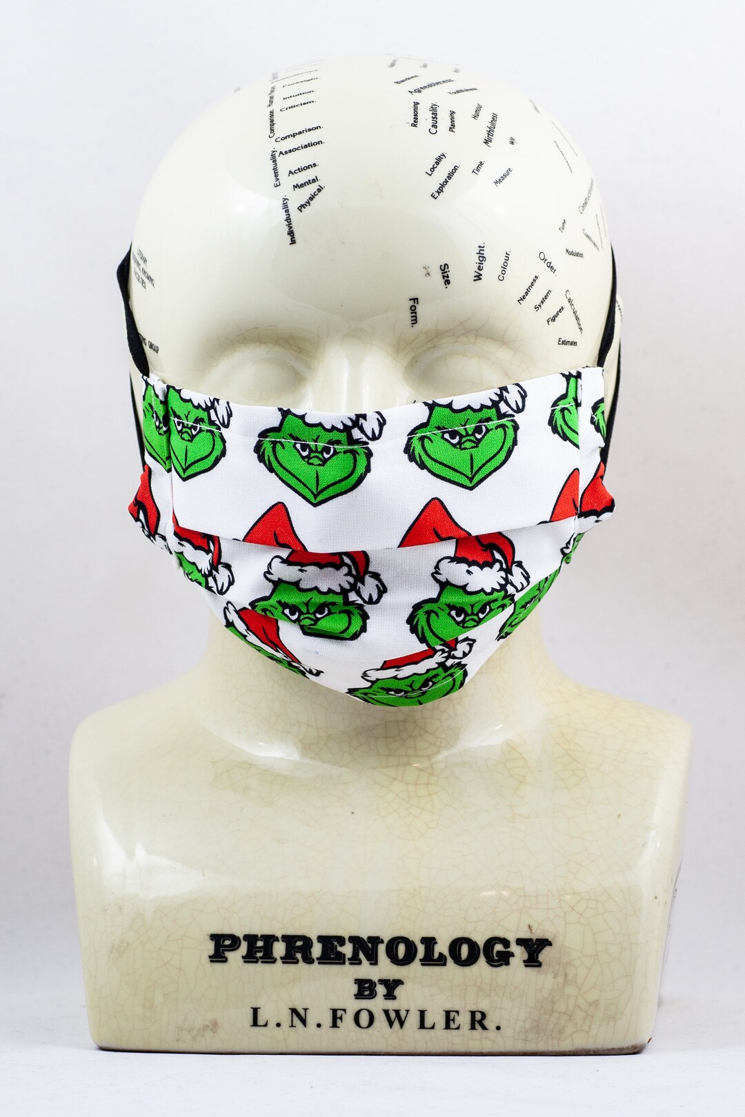 Grinch Pattern Fabric Two Layered Pleated Face Covering - Etsy
