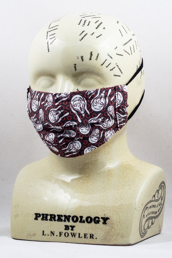 The Scream pattern fabric Two layered pleated face covering | Etsy