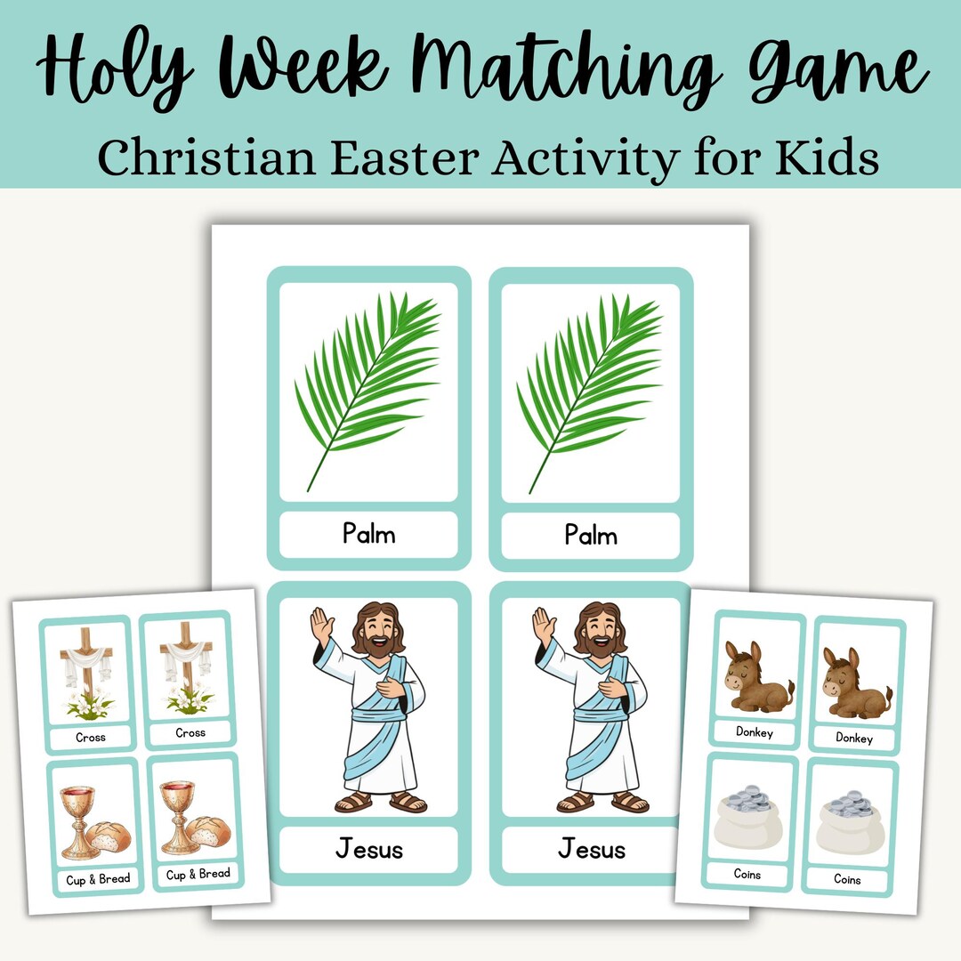 Holy Week Matching Game for Kids | Christian Easter Activity | Bible ...