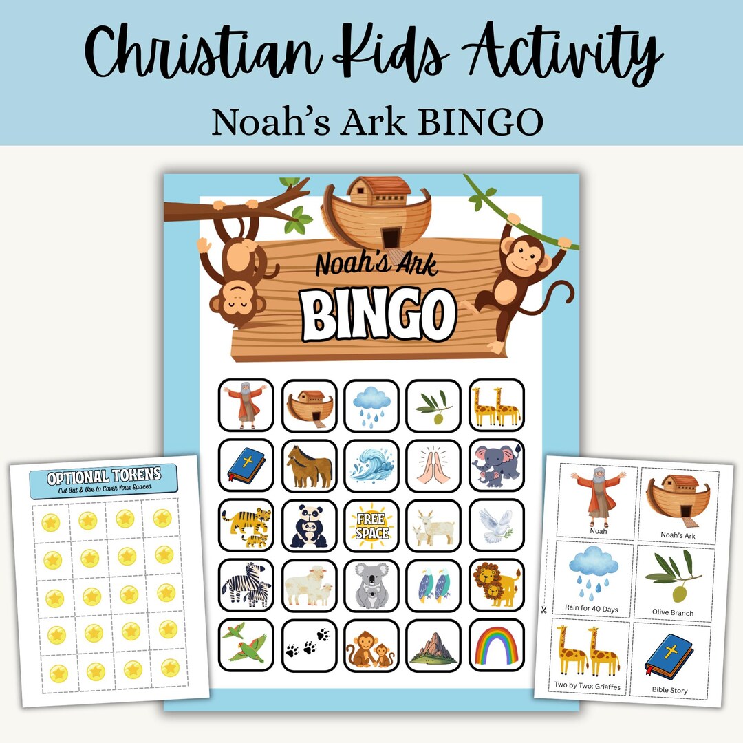 Noah’s Ark Bingo Game for Kids | Christian Printable Activity | Sunday ...