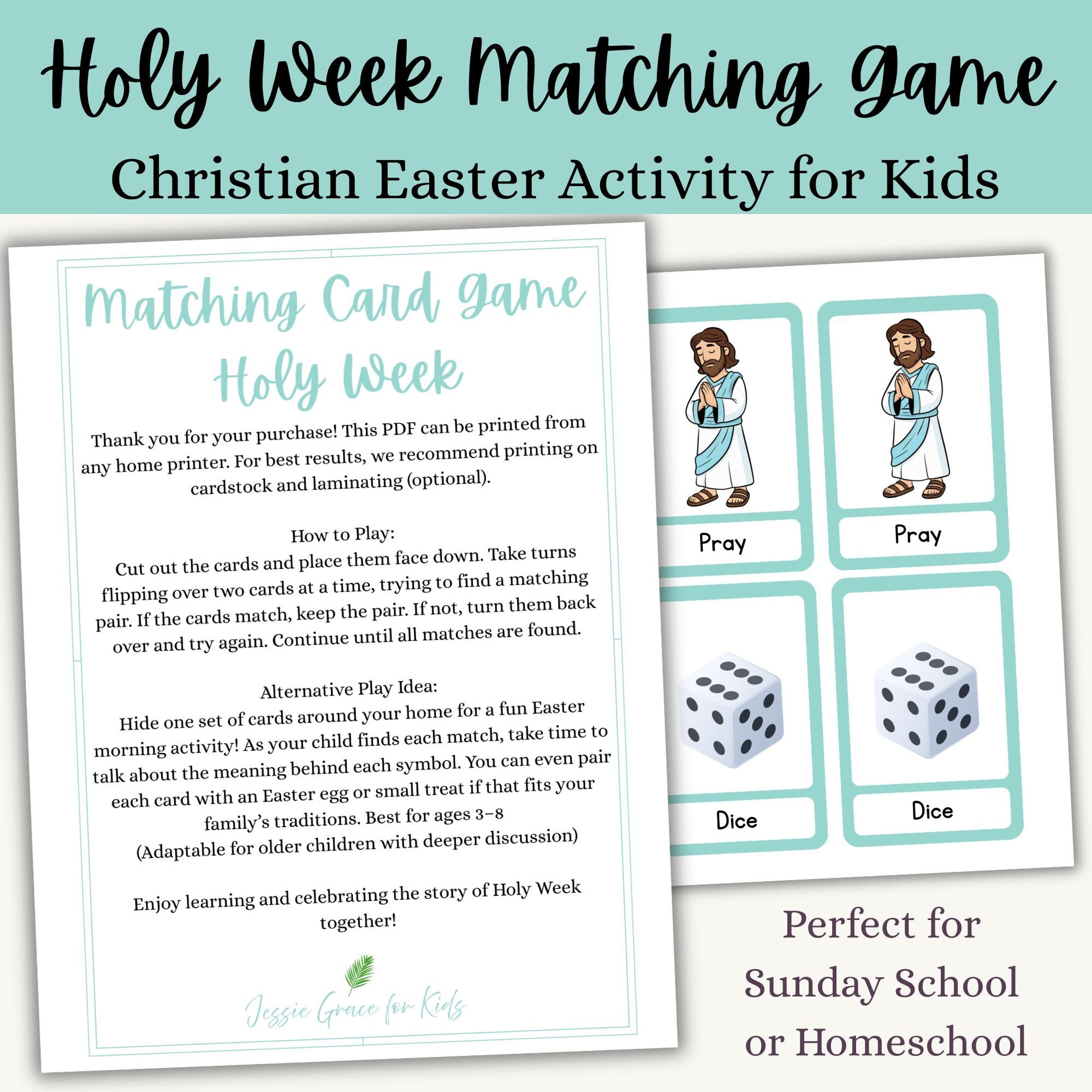 Holy Week Matching Game for Kids | Christian Easter Activity | Bible ...