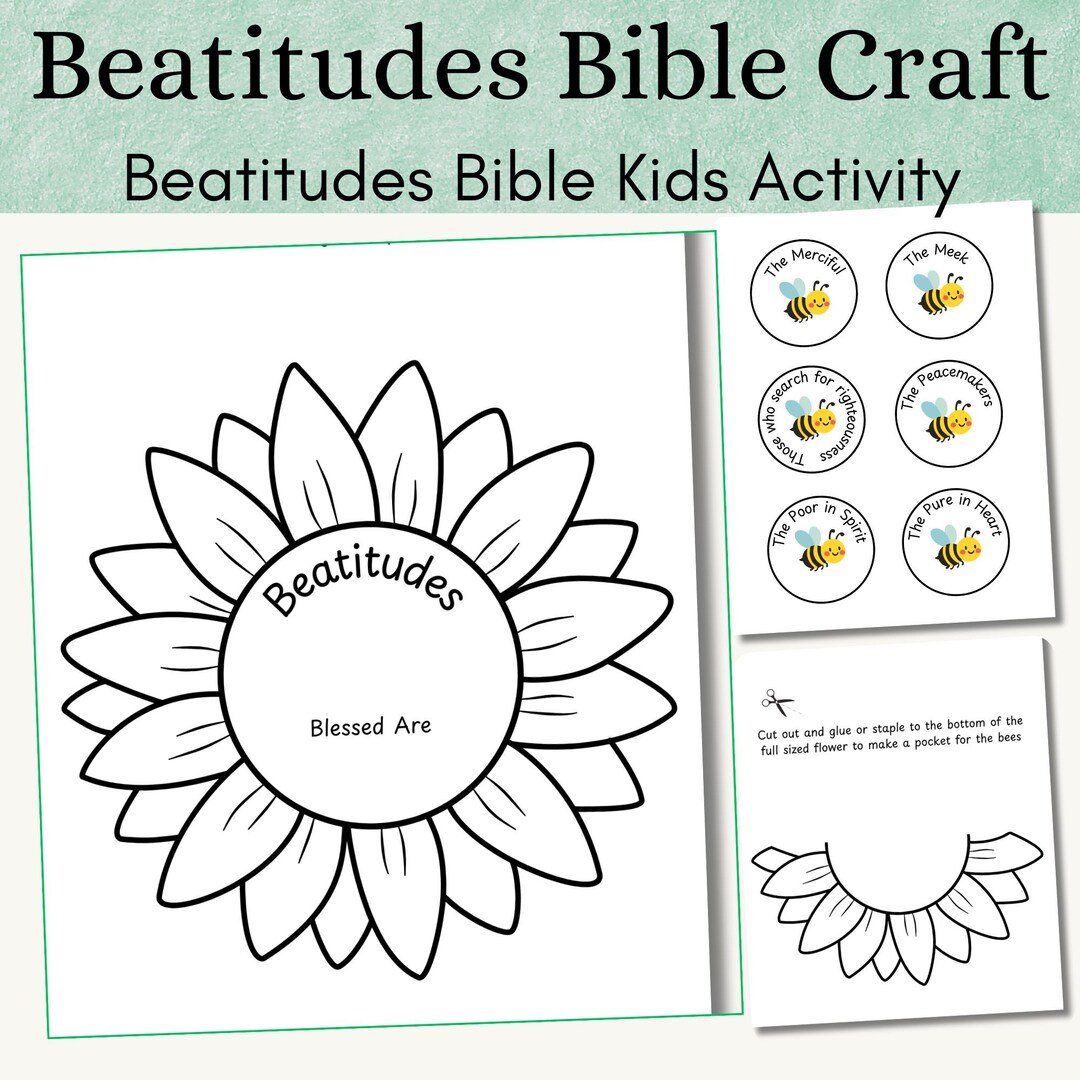Beatitudes Coloring Craft for Kids | Matthew 5 Bible Lesson Printable ...
