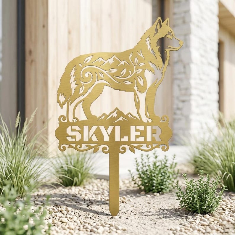 Personalized Husky Metal Garden Stake, Custom Dog Name Sign, Yard Art ...