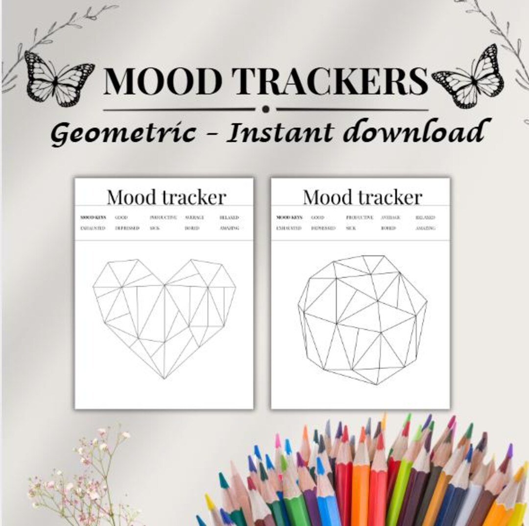 Geometric Mood Tracker Printable – Monthly Mental Health Coloring Page ...