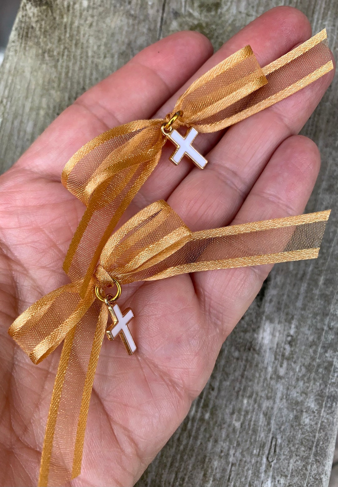 Handmade Gold Organza Baptism Witness Pins With Cross - Etsy