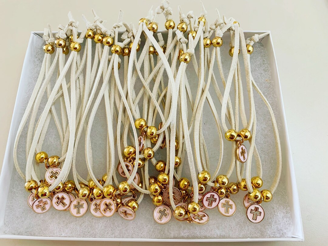 Girls Witness Pins bracelets With Beige Suede With Pink - Etsy