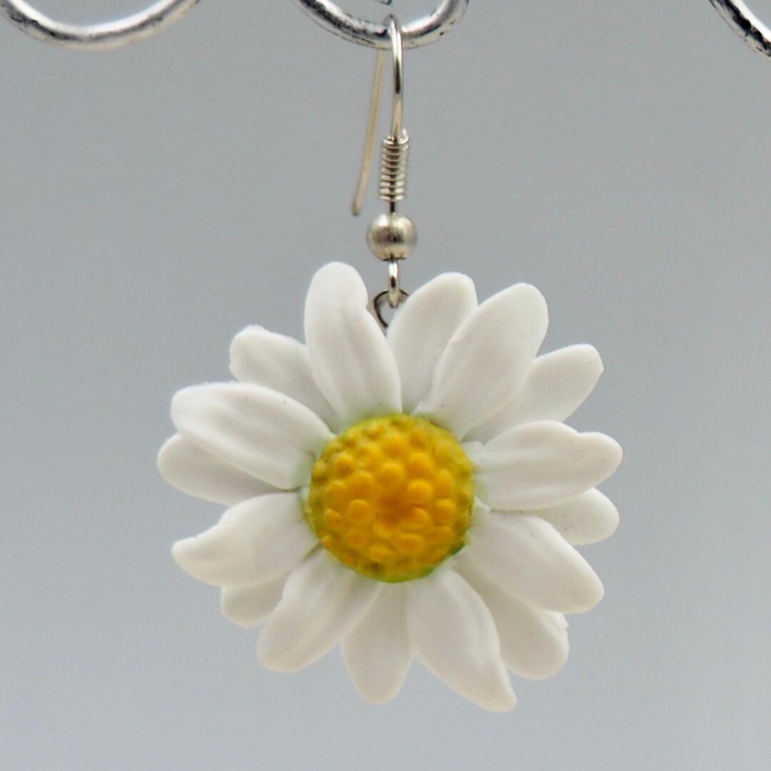 Handmade Daisy Flower Polymer Clay Earrings Jewelry Gift - Etsy